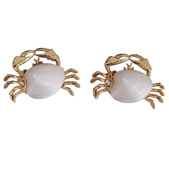 Unbranded | Jewelry | Gold Tone White Faux Shell Matching Crab Pins ...
